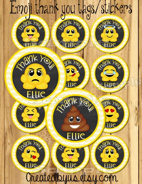 Emoticon Thank You Tags Emotion Stickers Smiley Face Party | Etsy