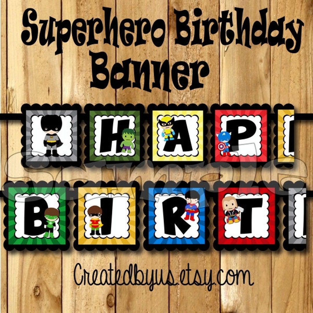 Superhero Birthday Banner Super Hero Party Banner Hero - Etsy