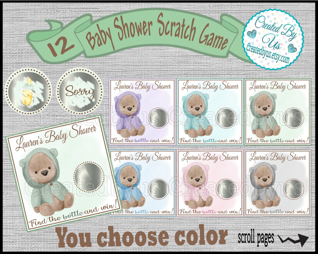 Teddy Bear Baby Shower Game Baby Shower Ideas Custom Game Cards Neutral ...