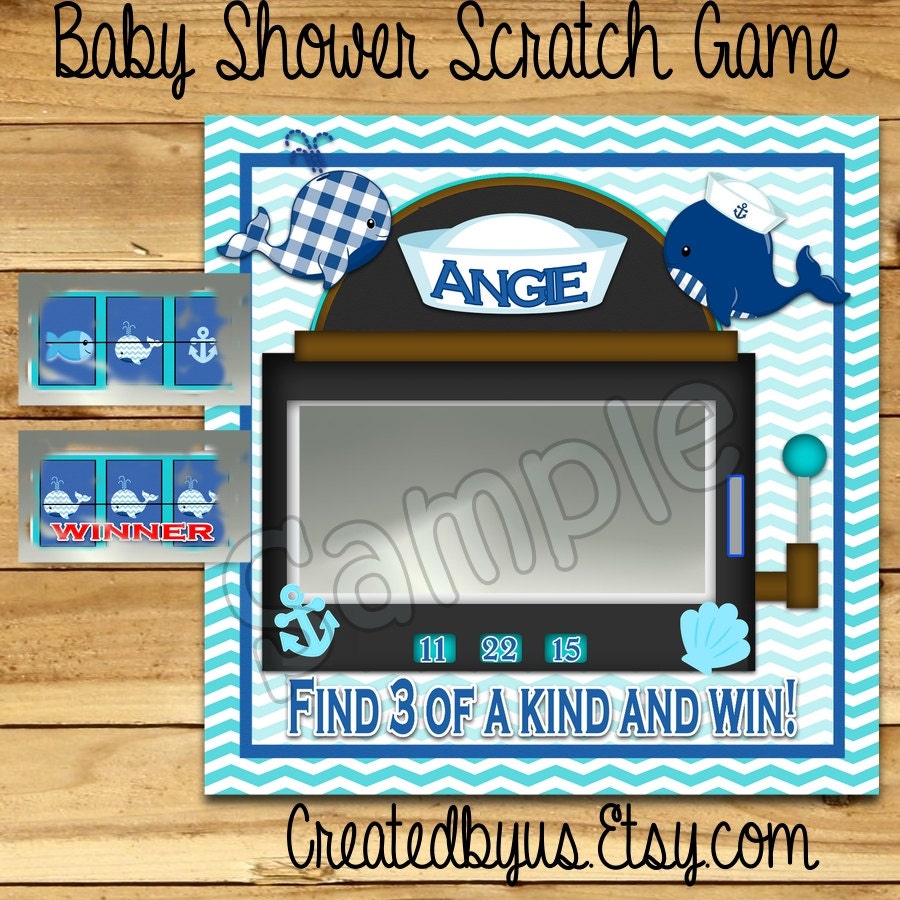 Baby Shower Scratch off Game Cards Nautical Baby Boy Shower Scratch off ...