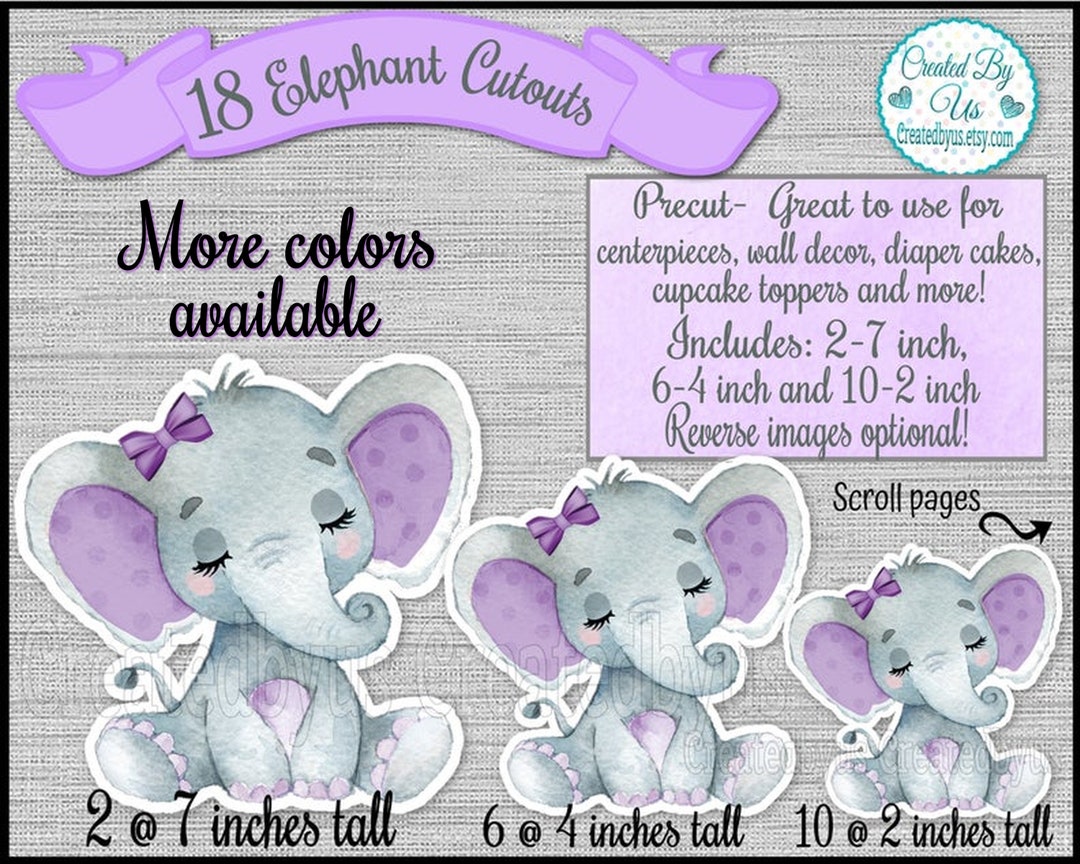 Girl Baby Elephant Cutouts Party Decoration Little Peanut Baby Shower ...