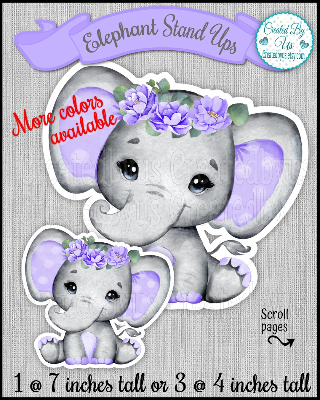 Girl Baby Elephant Stand up Cutouts Party Decorations Girl Baby Shower ...