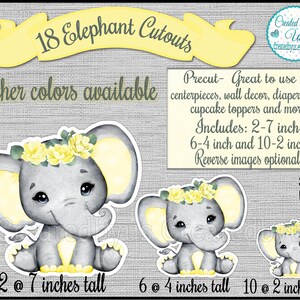 Yellow Baby Girl Elephant Cutouts Party Decoration Little Peanut Baby ...