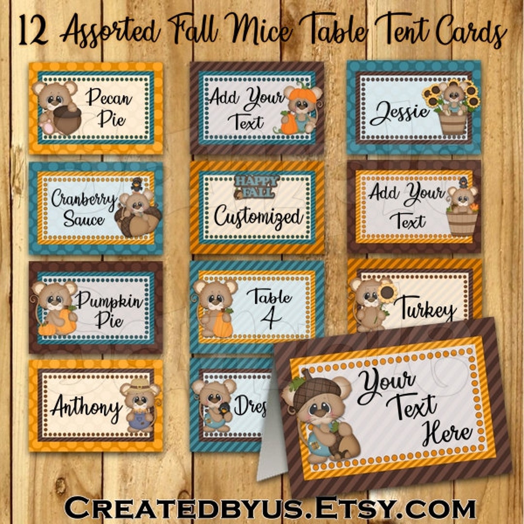 Fall Table Tent Cards Autumn Food Labels Name Cards Place Card Table ...