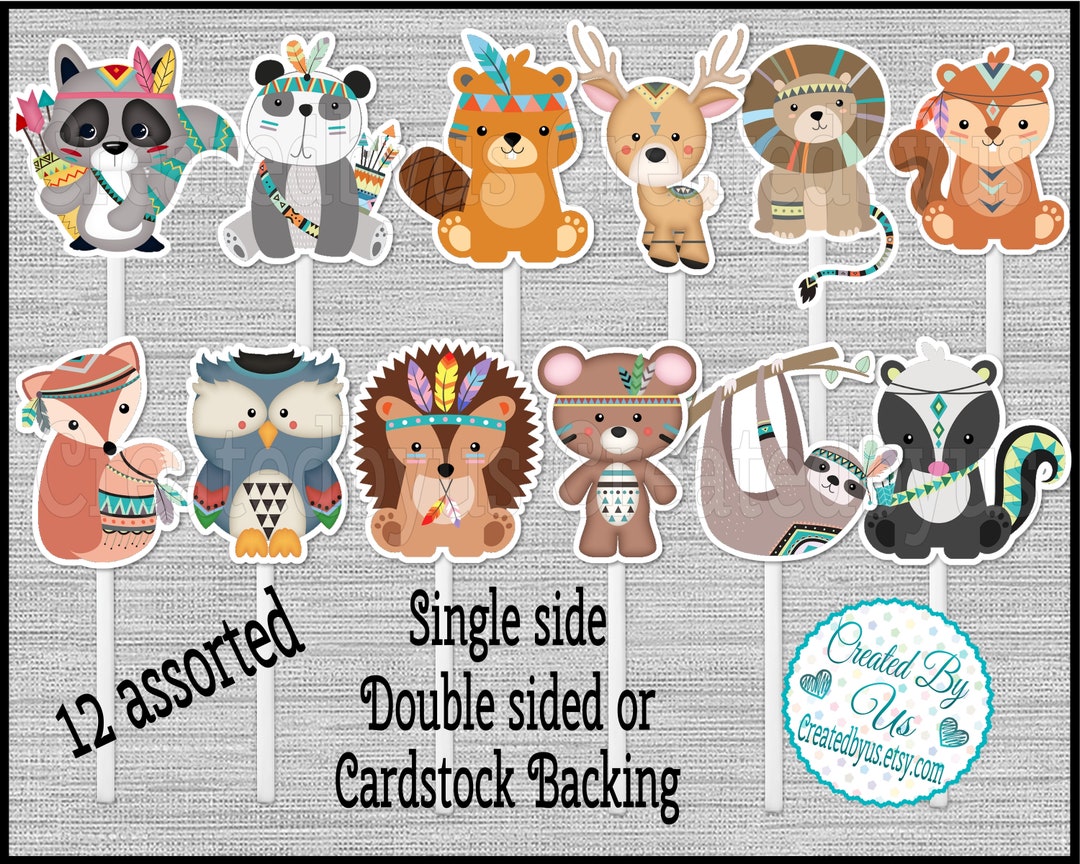 Aztec Cupcake Toppers Tribal Birthday Party Favors Boho Animal Baby ...