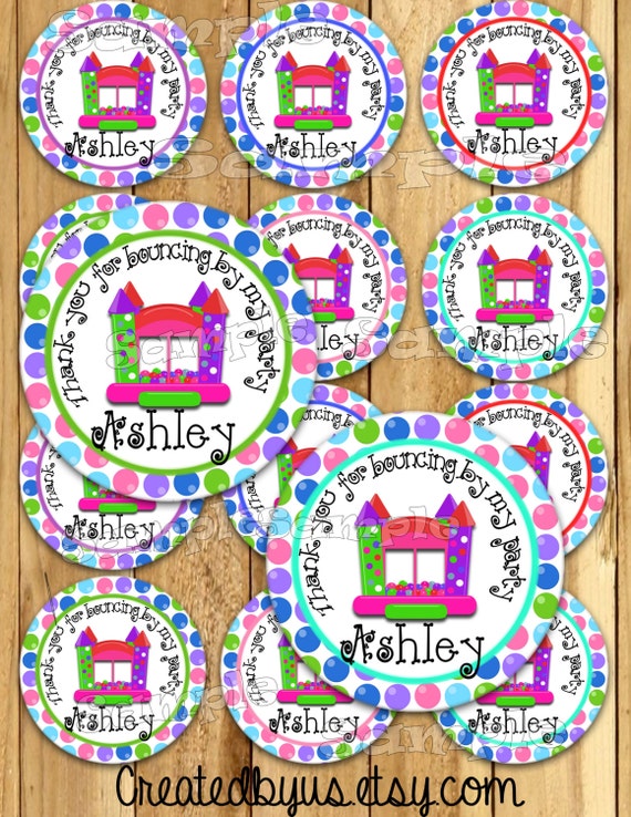 Bounce House Thank You Tags Bounce House Stickers Girl Jump | Etsy
