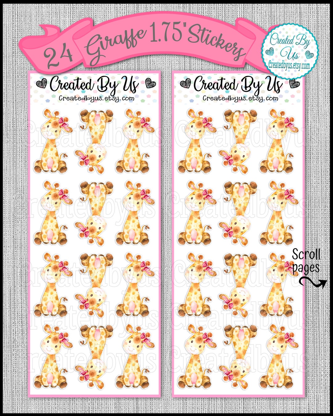 Girl Baby Giraffe Stickers Cup Stickers Giraffe Baby Girl Shower Favor ...