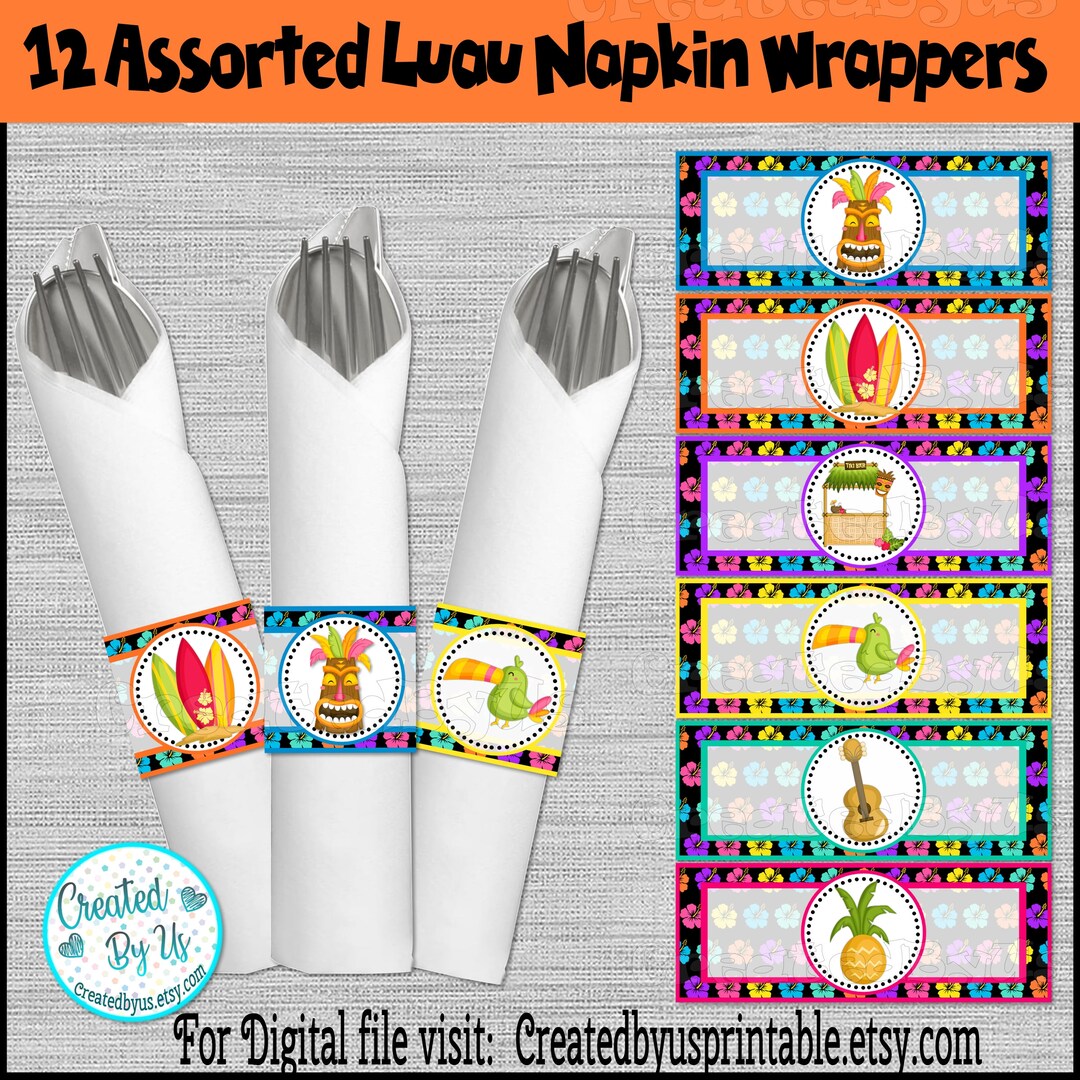 Luau Napkin Wraps Luau Baby Shower Decorations Hawaiian Birthday Napkin ...
