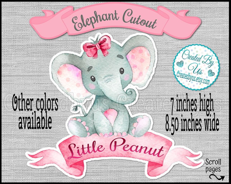 Little Peanut Girl Elephant Centerpiece Cutout Party Decorations It's a ...