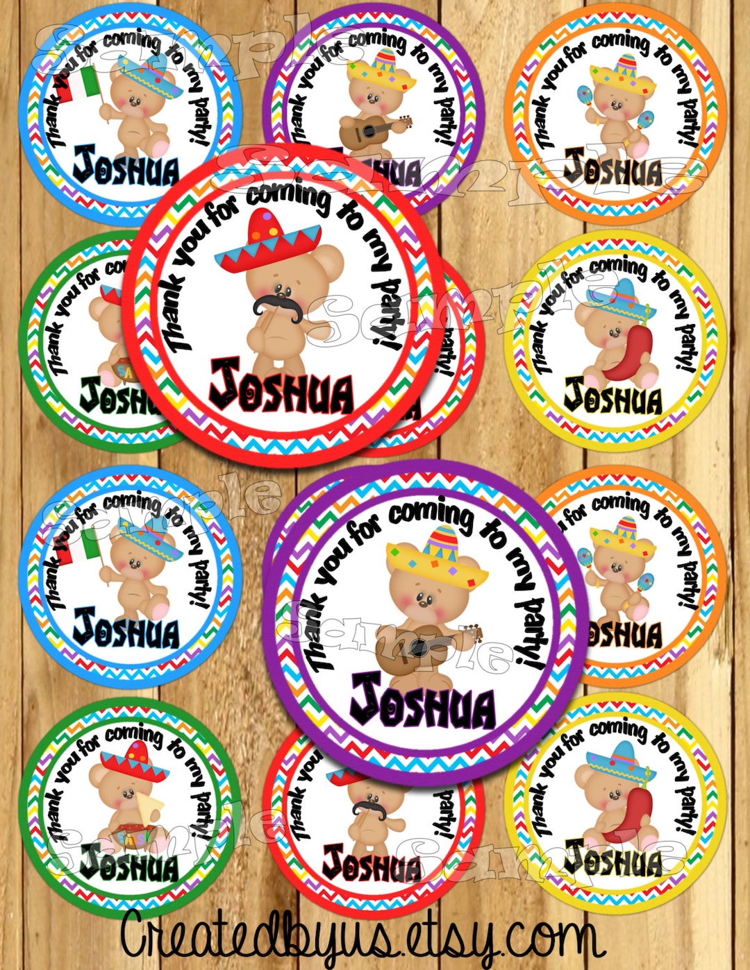 Fiesta Birthday Stickers Personalized Birthday Tags Party Favor Tags ...