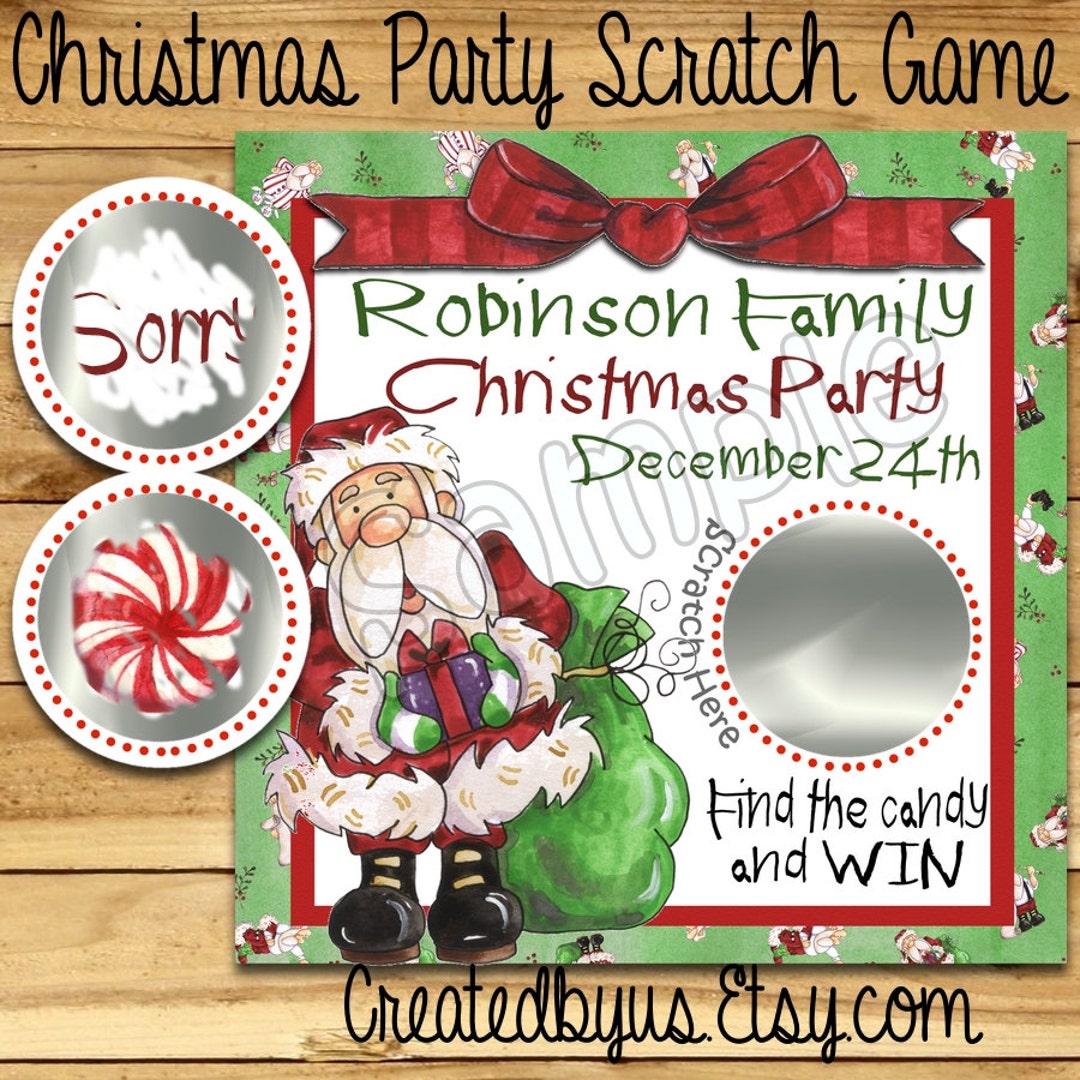 Christmas Party Scratch off Game Cards Happy Holidays Cute Santa ...