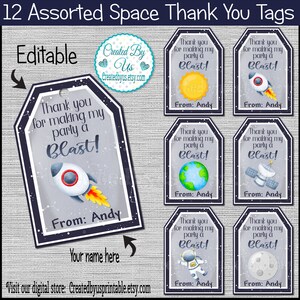 Spacethank You Tags Editable Outer Space Birthday Party Tags ...