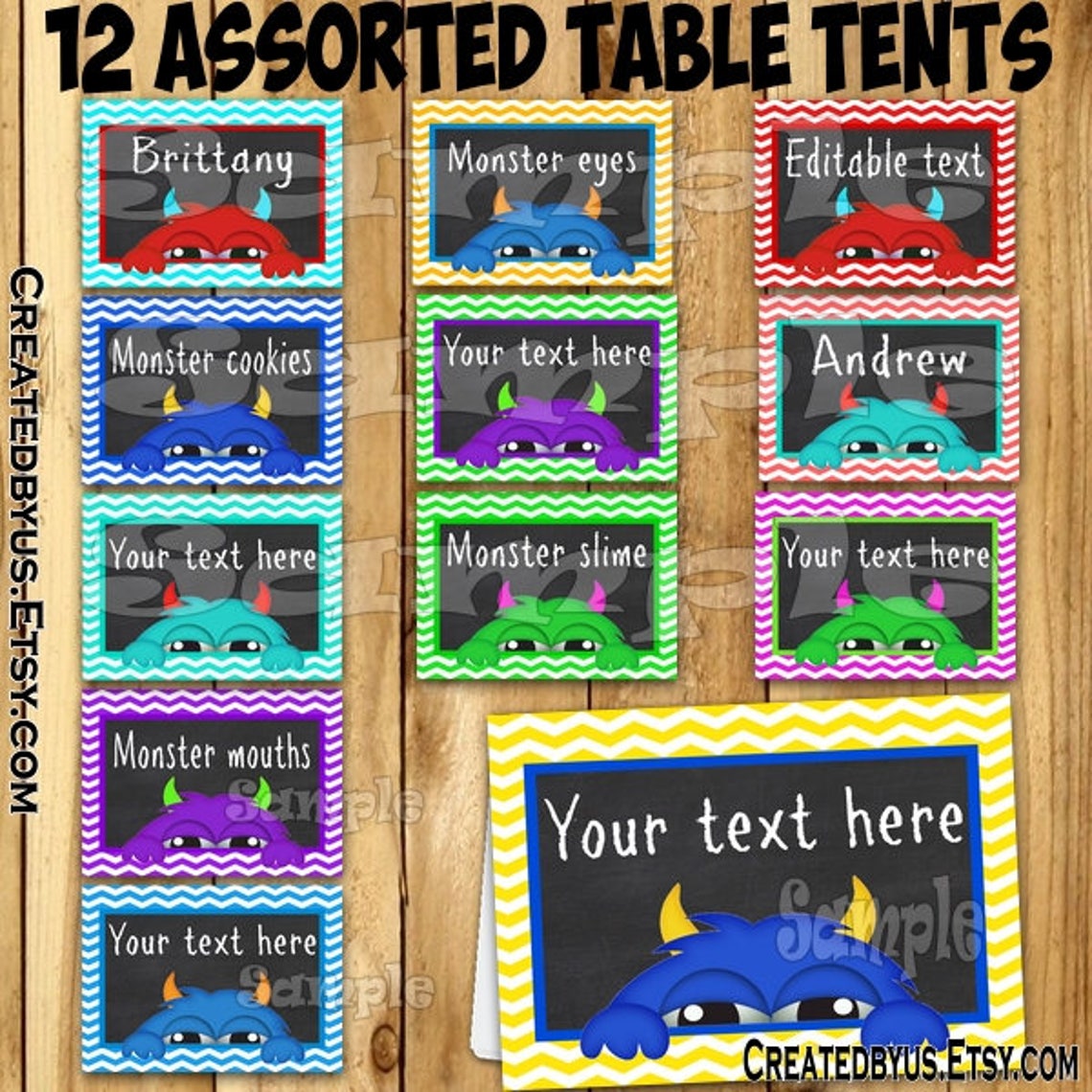 Monster Table Place Cards Monster Food Tent Cards Name Cards Table ...