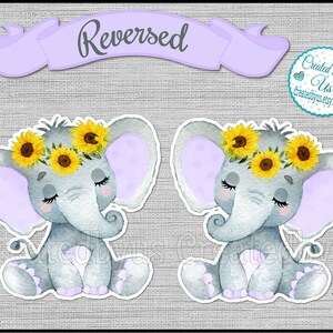 Girl Baby Elephant Cutout Decoration Watercolor Sleeping Elephant Baby ...