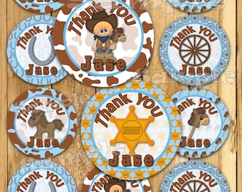 Personalized Glossy Western Theme Birthday Party Favor Labels Cowboy ...