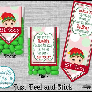 Boy Elf Poop Tic Tac Labels Stocking Stuffer Tic Tac Stickers Christmas ...
