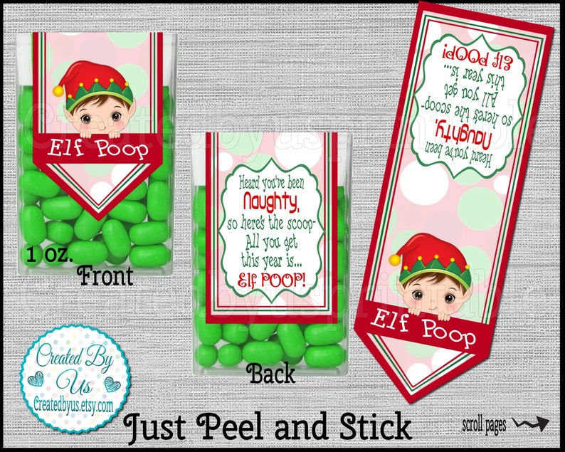 Boy Elf Poop Tic Tac Labels Stocking Stuffer Tic Tac Stickers - Etsy