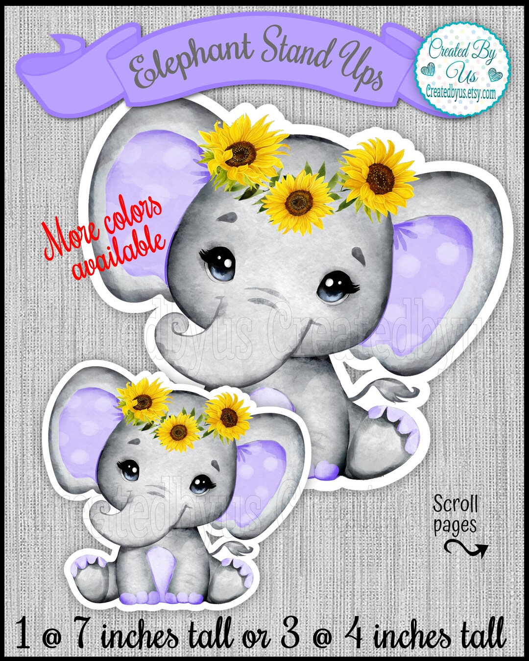 Girl Baby Elephant Stand up Cutouts Party Decorations Girl Baby Shower ...