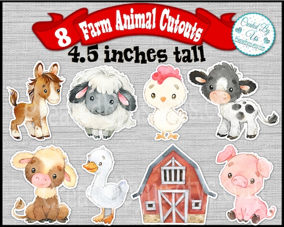 Farm Animal Centerpieces Stand up or Cutouts for Party - Etsy