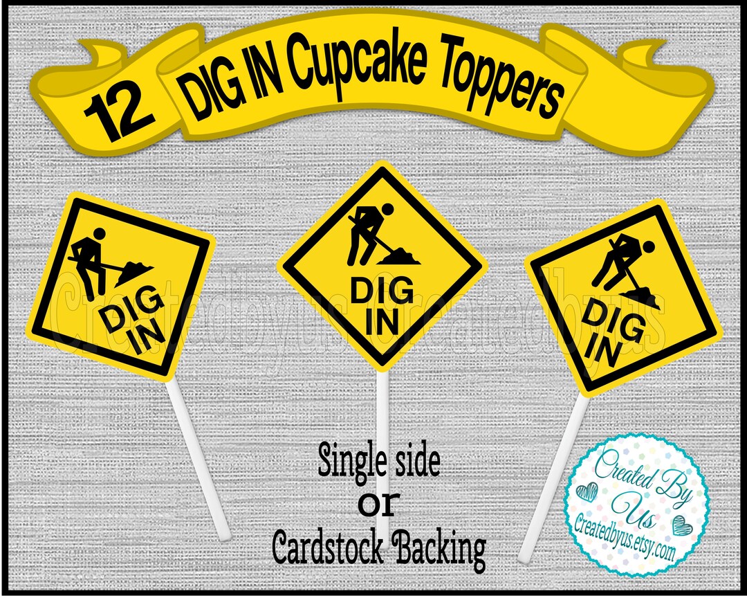 Dig in Cupcake Toppers Construction Cupcake Toppers Construction Baby ...