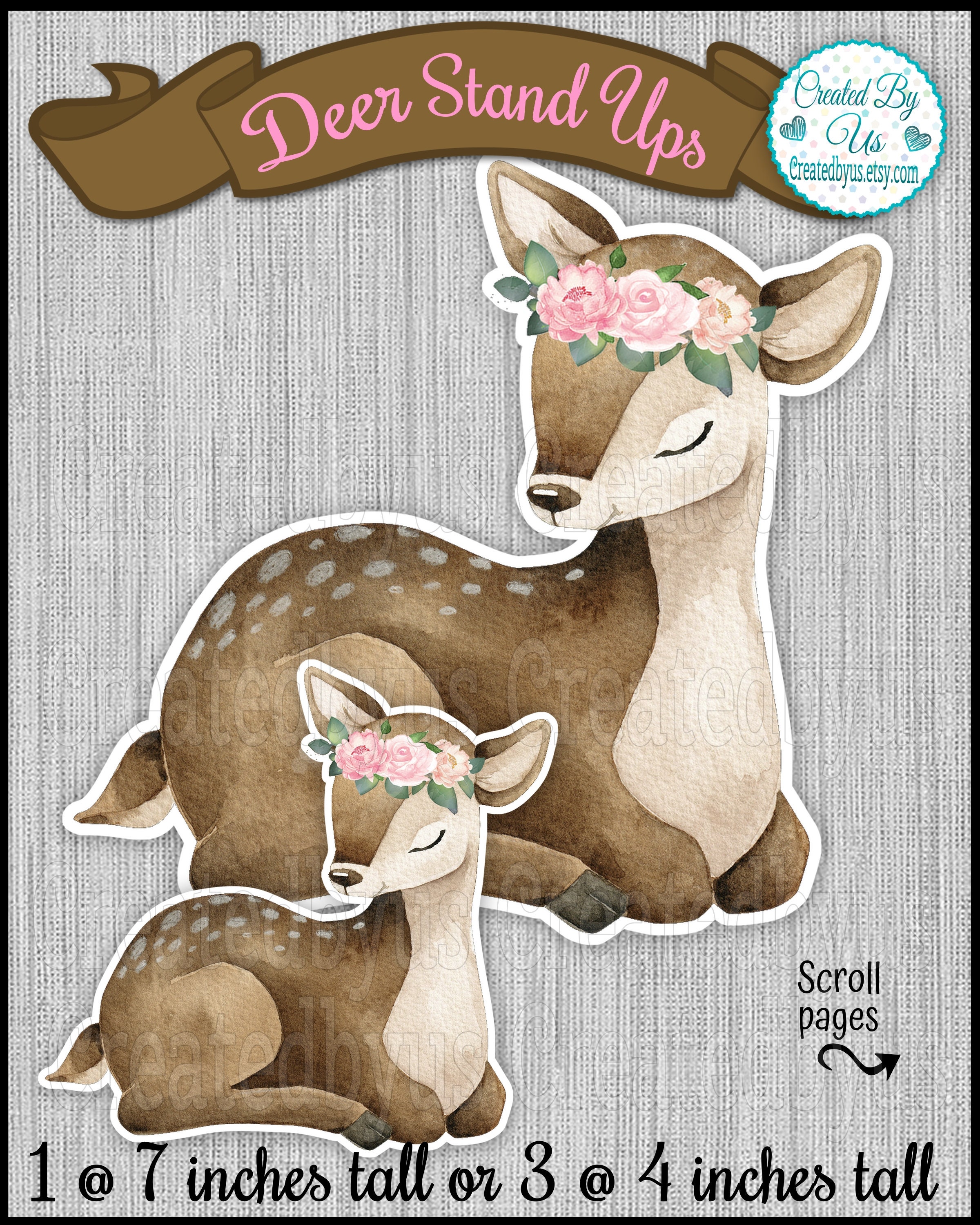 Girl Deer Baby Shower Stand up Deer Cutouts Party Decorations Woodland ...