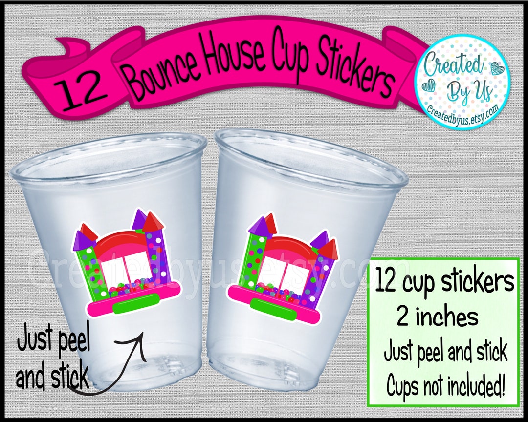 Bounce House Party Cup Stickers Jump House Birthday Party Disposable ...