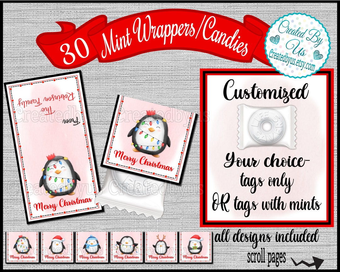 Christmas Mints Christmas Party Mints Christmas Penguin Candy Favors ...