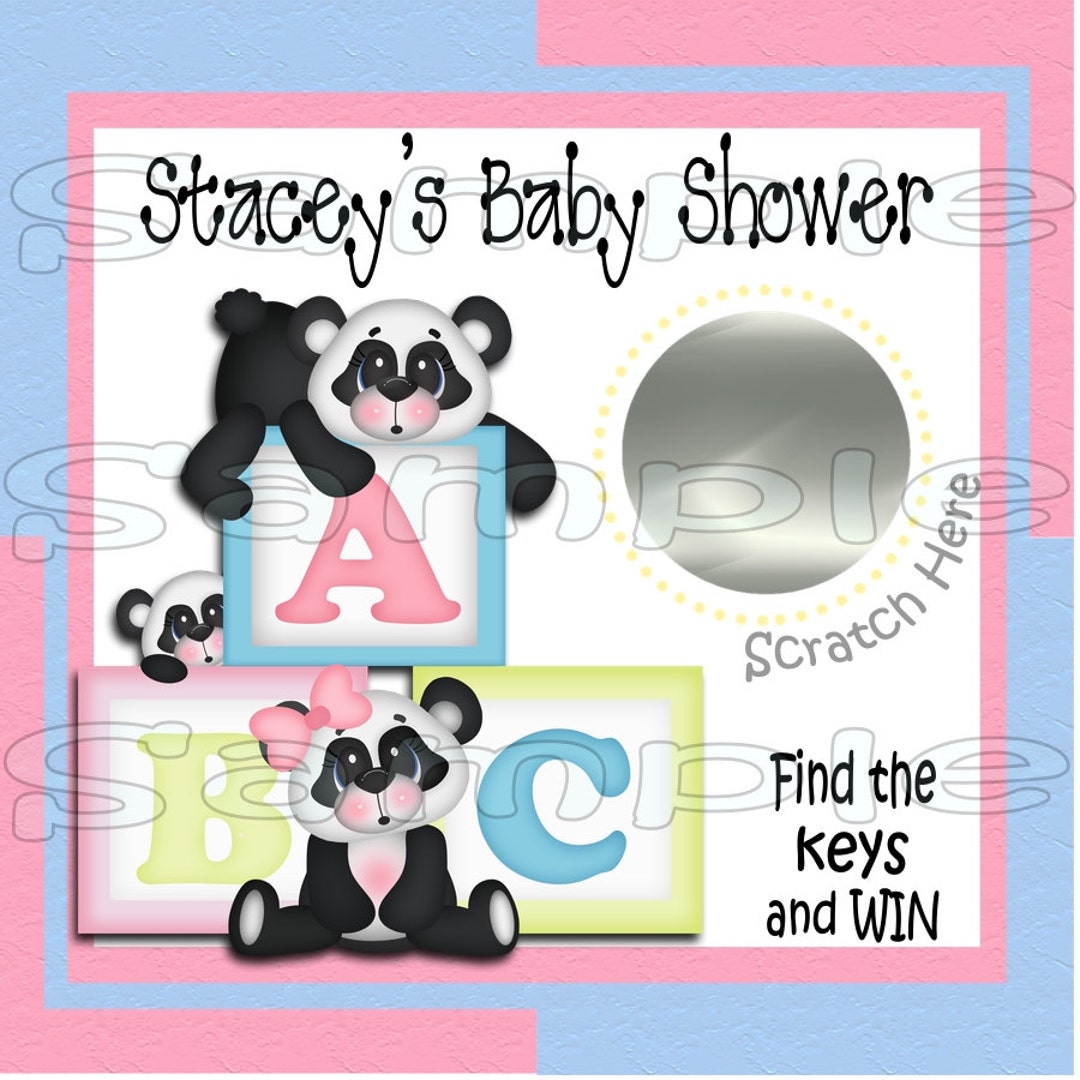 Panda Baby Shower Game Scratch Tags Panda Bear Scratch off Game Favors ...