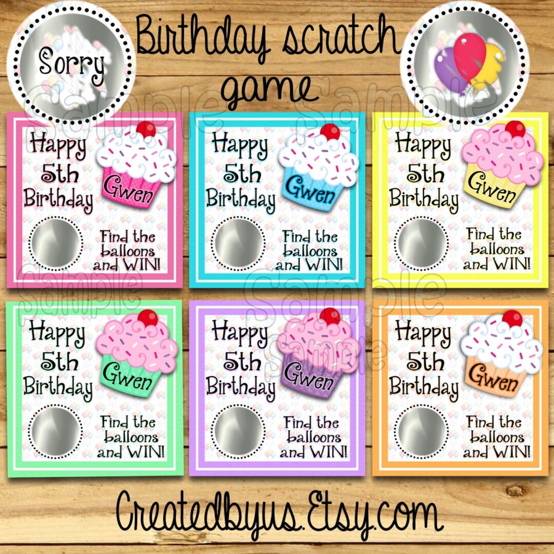 Happy Birthday Scratch off Cards Birthday Party Game Cards Party ...