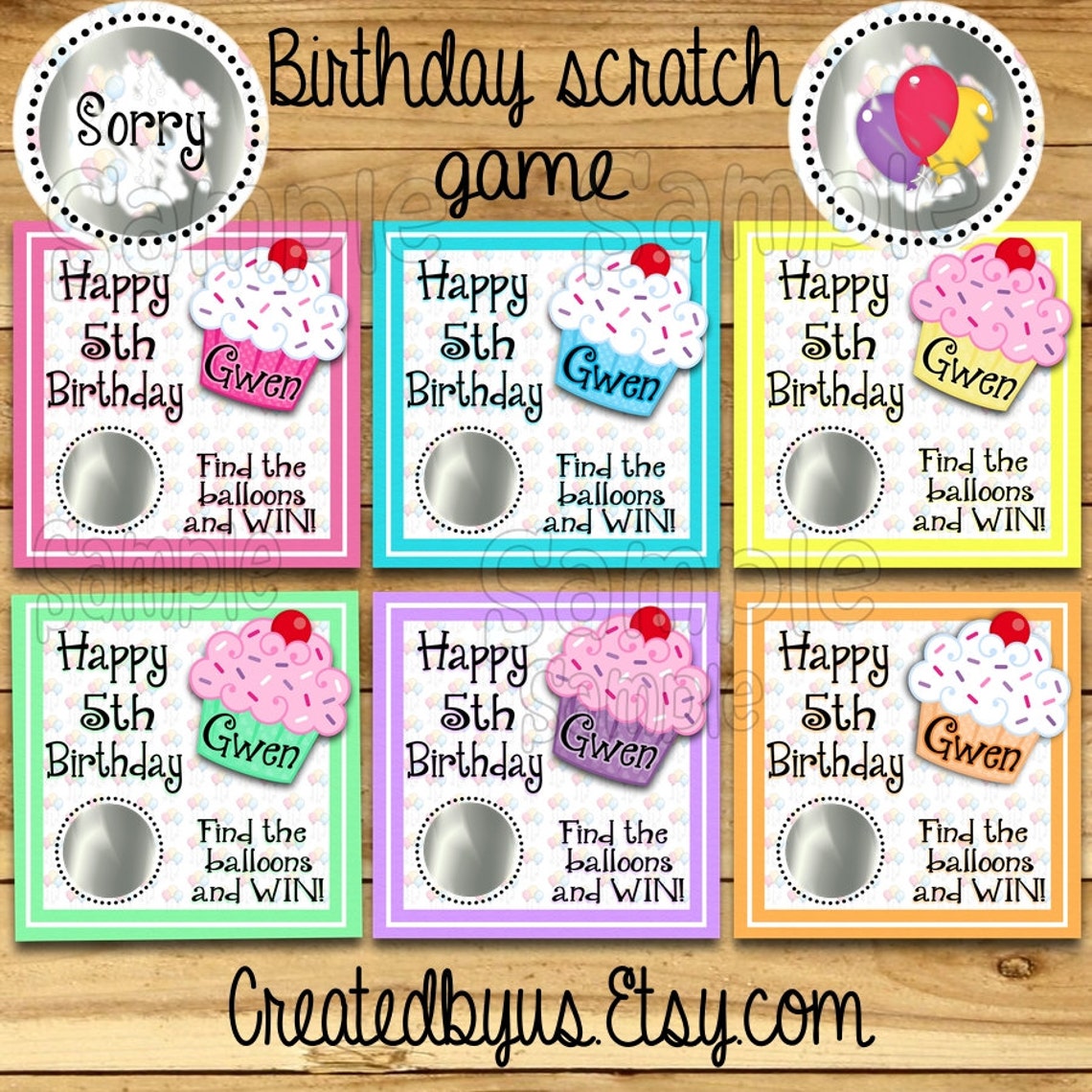 Happy Birthday Scratch off Cards Birthday Party Game Cards Party ...