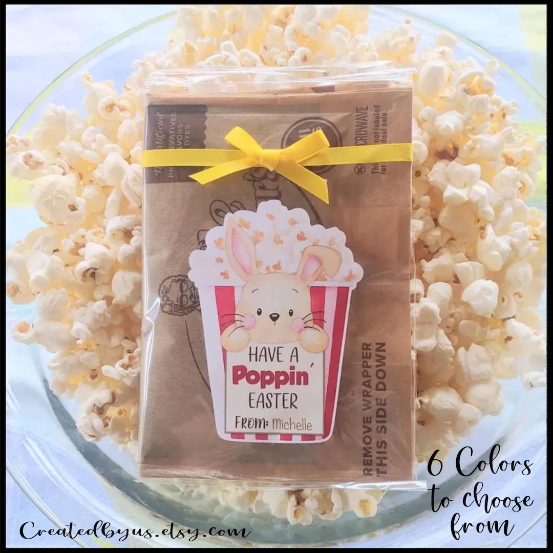 Easter Popcorn Stickers, Poppin' Easter Labels, Popcorn Bag Sticker ...