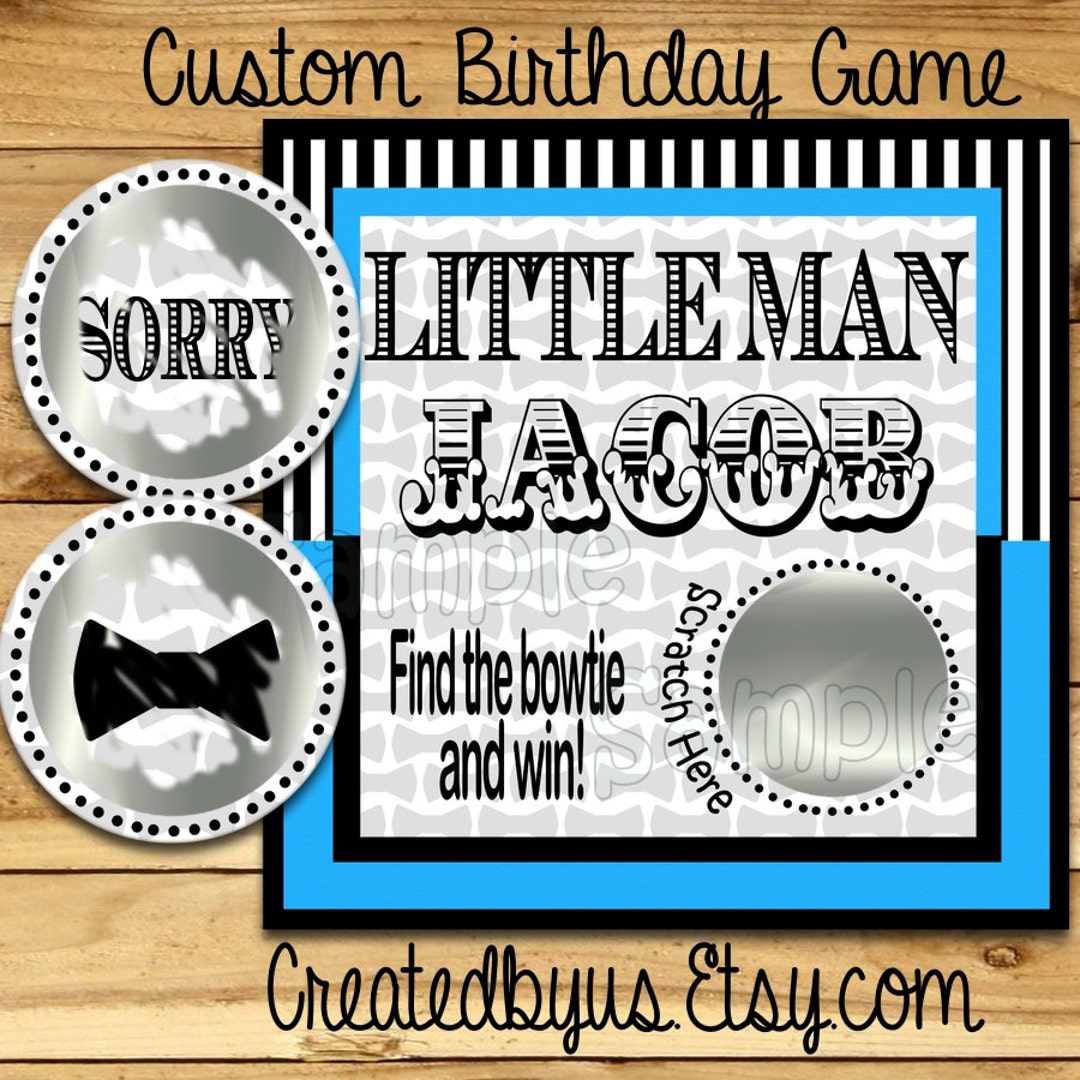 Little Man Birthday Scratch off Cards Birthday Party Scratch off Game ...