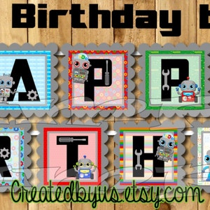 Robot Banner Robot Party Banner Robot Decorations Decor Robot Theme 1st ...