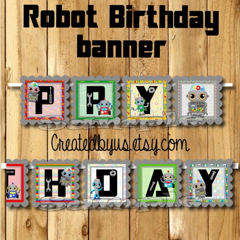 Robot Banner Robot Party Banner Robot Decorations Decor Robot | Etsy