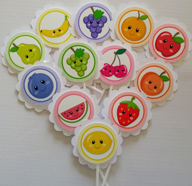 Fruity Cupcake Toppers Fruit Cupcake Toppers Two Fruitti Party Birthday ...