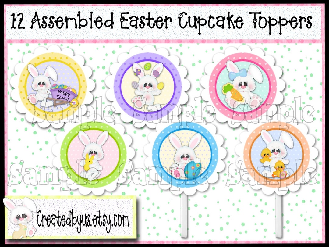 Easter Cupcake Toppers Easter Decorations Custom Food Picks Bunny ...