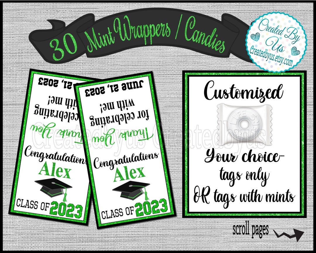 Graduation Mint Favors Green Black Graduation Party Mints - Etsy