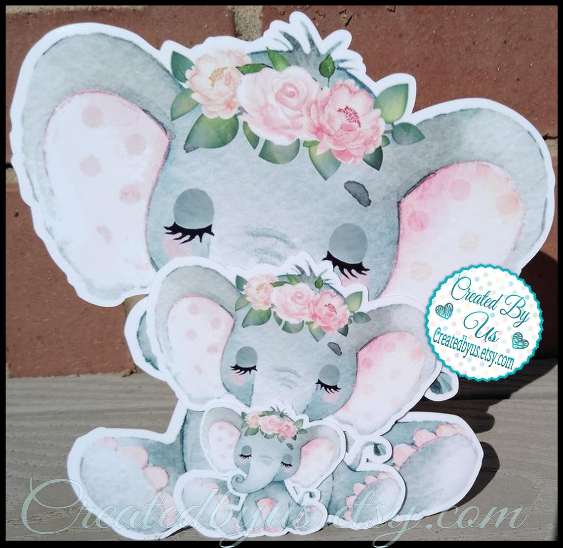 Girl Elephant baby shower decorations Floral Elephant baby | Etsy