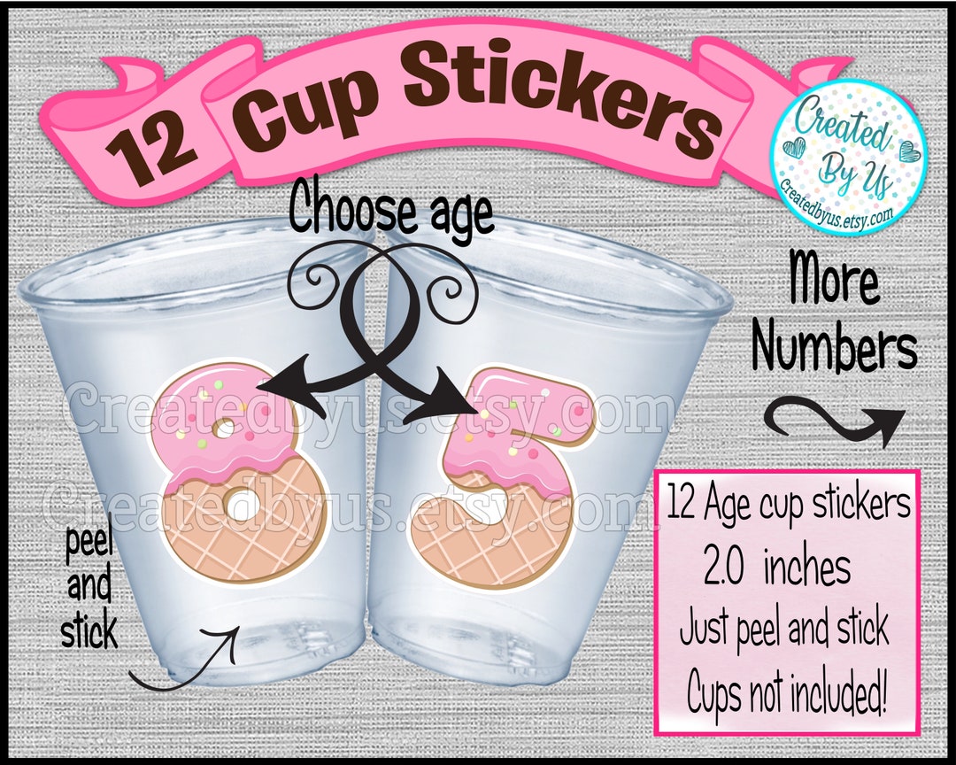 Ice Cream Party Cup Stickers Ice Cream Stickers Birthday Age Stickers ...