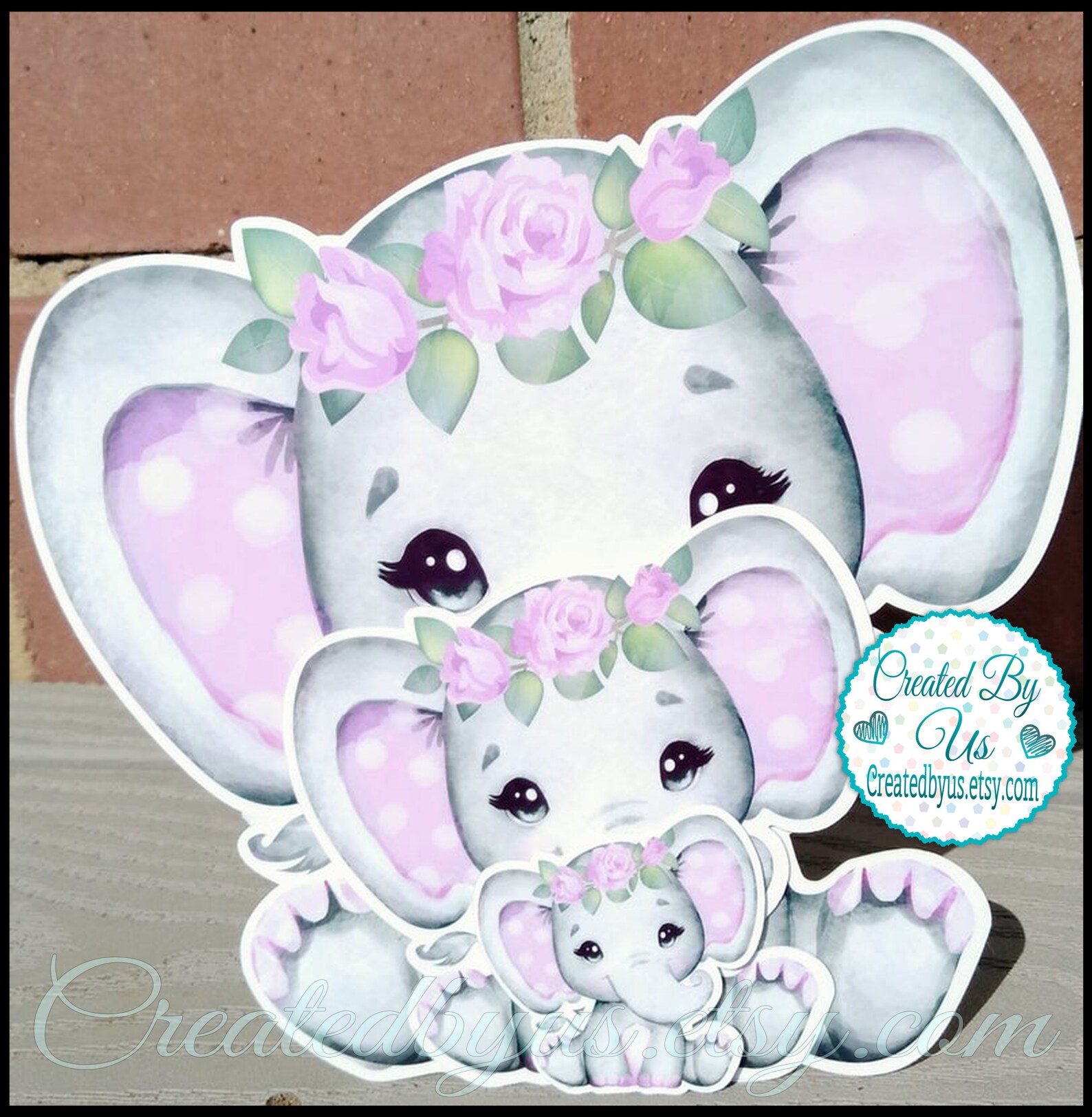 Purple Baby Girl Elephant Cutouts Party Decoration Little Peanut Baby ...
