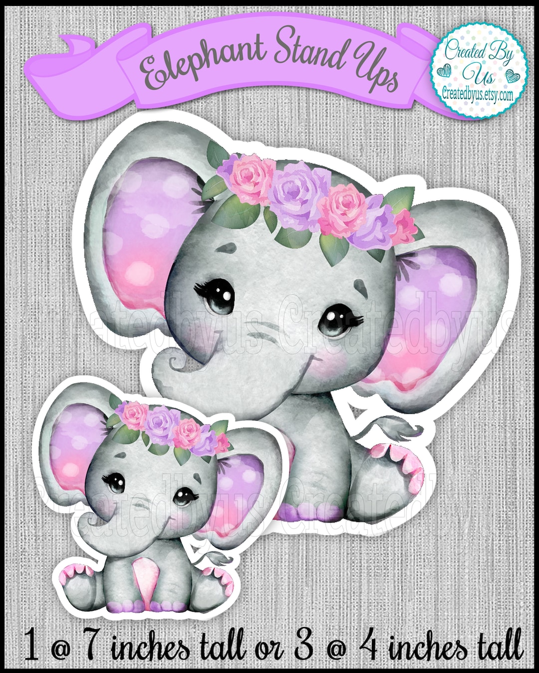 Girl Baby Elephant Stand up Cutouts Party Decoration Girl Baby Shower ...