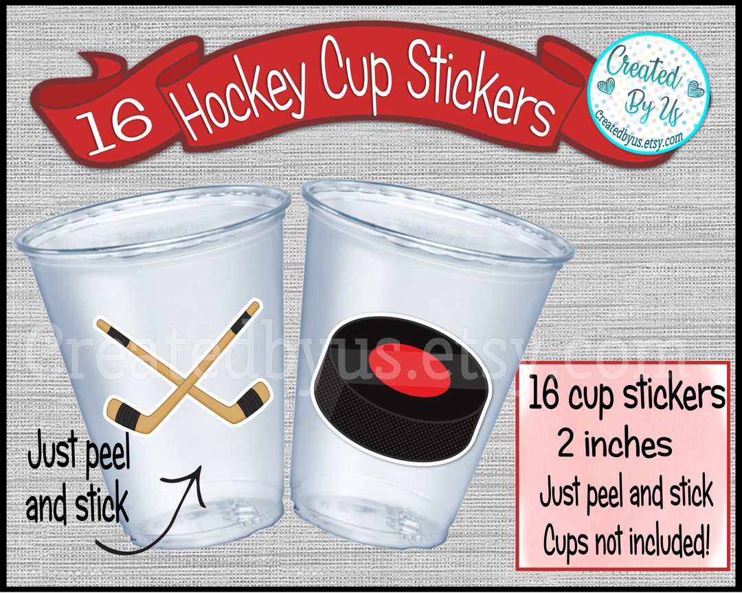 Hockey Party Cup Stickers Hockey Cup Stickers Hockey Birthday Cup ...