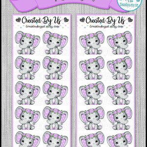 Purple Baby Girl Elephant Stickers Cup Stickers Little Peanut Baby ...
