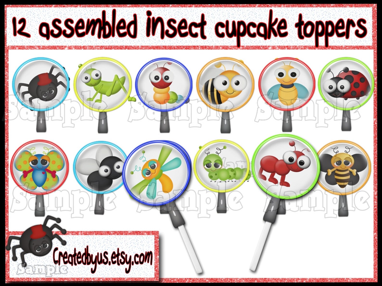 Insect Cupcake Toppers Bug Cupcake Toppers Bugs Birthday | Etsy