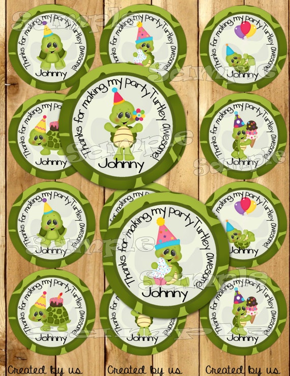 Turtle Birthday Stickers Party Favor Tags Thank You Tag Gift | Etsy