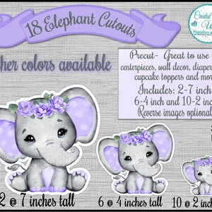 Purple Baby Girl Elephant Cutouts Party Decoration Little Peanut Baby ...