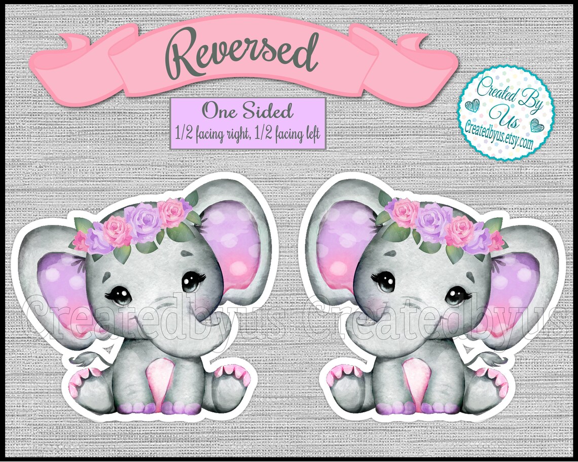 Pink and Purple Baby Girl Elephant Cutouts Party Decoration | Etsy