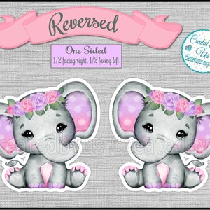 Pink and Purple Baby Girl Elephant Cutouts Party Decoration Little ...