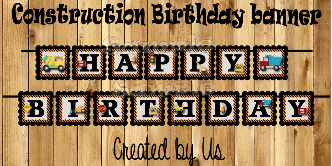 Construction Birthday Banner Construction Party Construction - Etsy