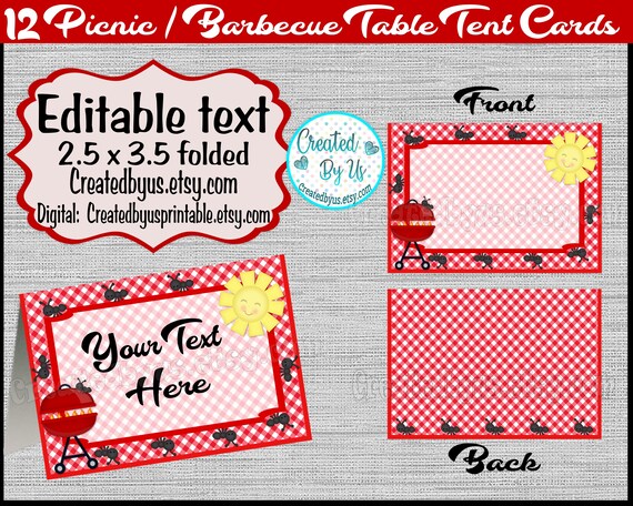 Barbecue Food Cards Picnic Table Place Cards Family Reunion | Etsy